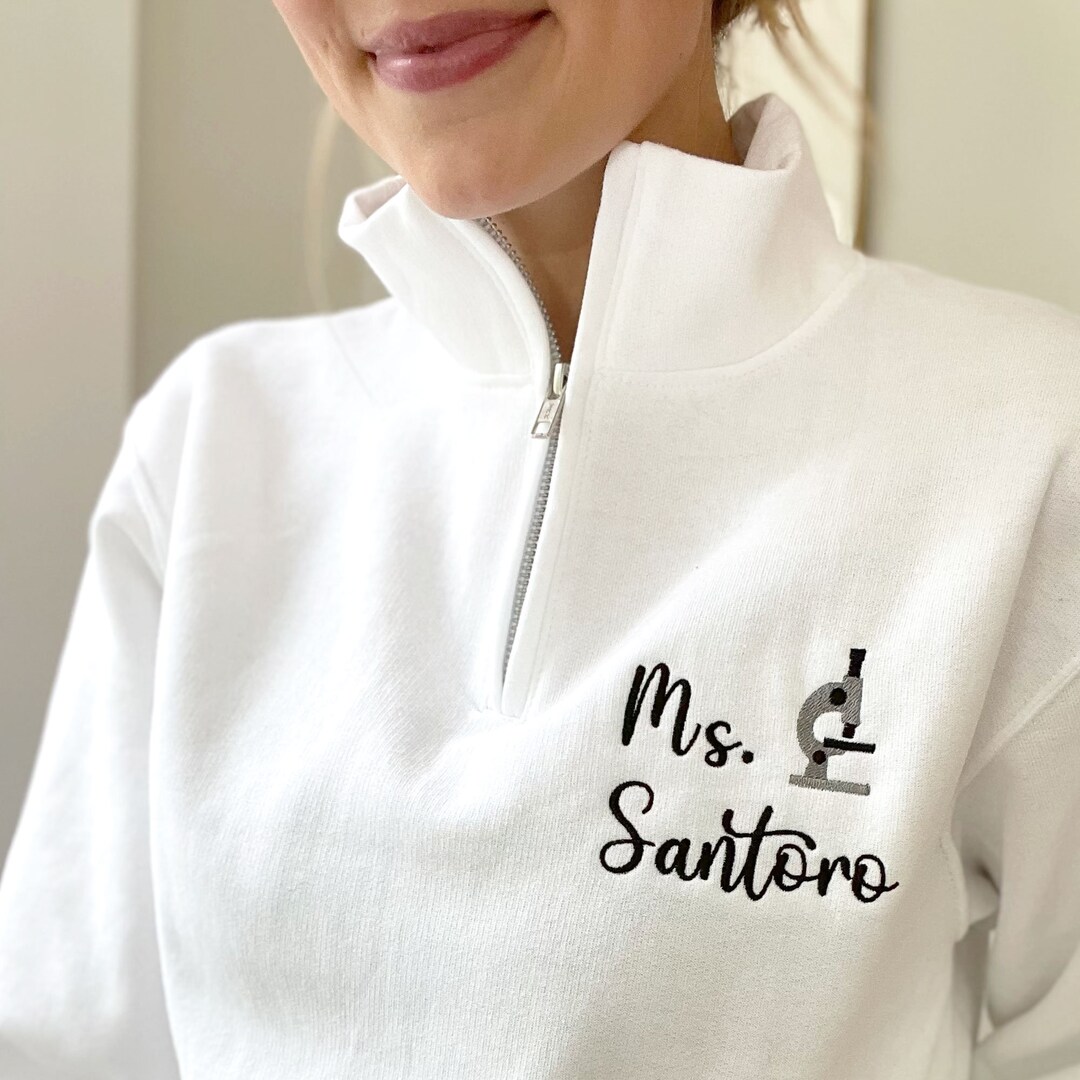 Personalized Microscope Quarter Zip Sweatshirt | Teacher Gift - Etsy