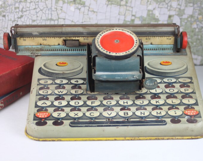 Vintage Tin Litho Toy Typewriter, Unique Dependable Brand Toy, Uneek ...