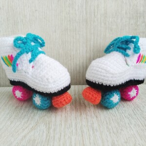 Crochet Baby Roller Skates Booties With Stoppers and Multicolor Wheels ...