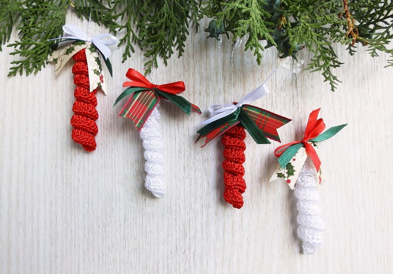 Handmade Christmas Decoration Ornaments, Crochet Icicles Christmas Tree ...
