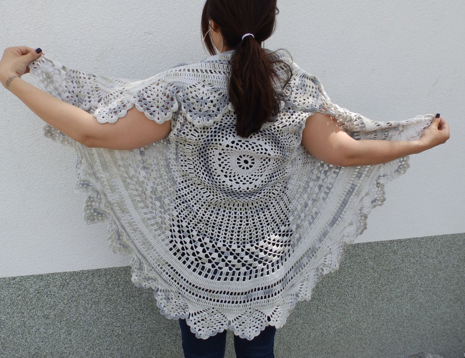 Fashion Lace Crochet Round Scarf Shawl Hand Knitted Mantle - Etsy