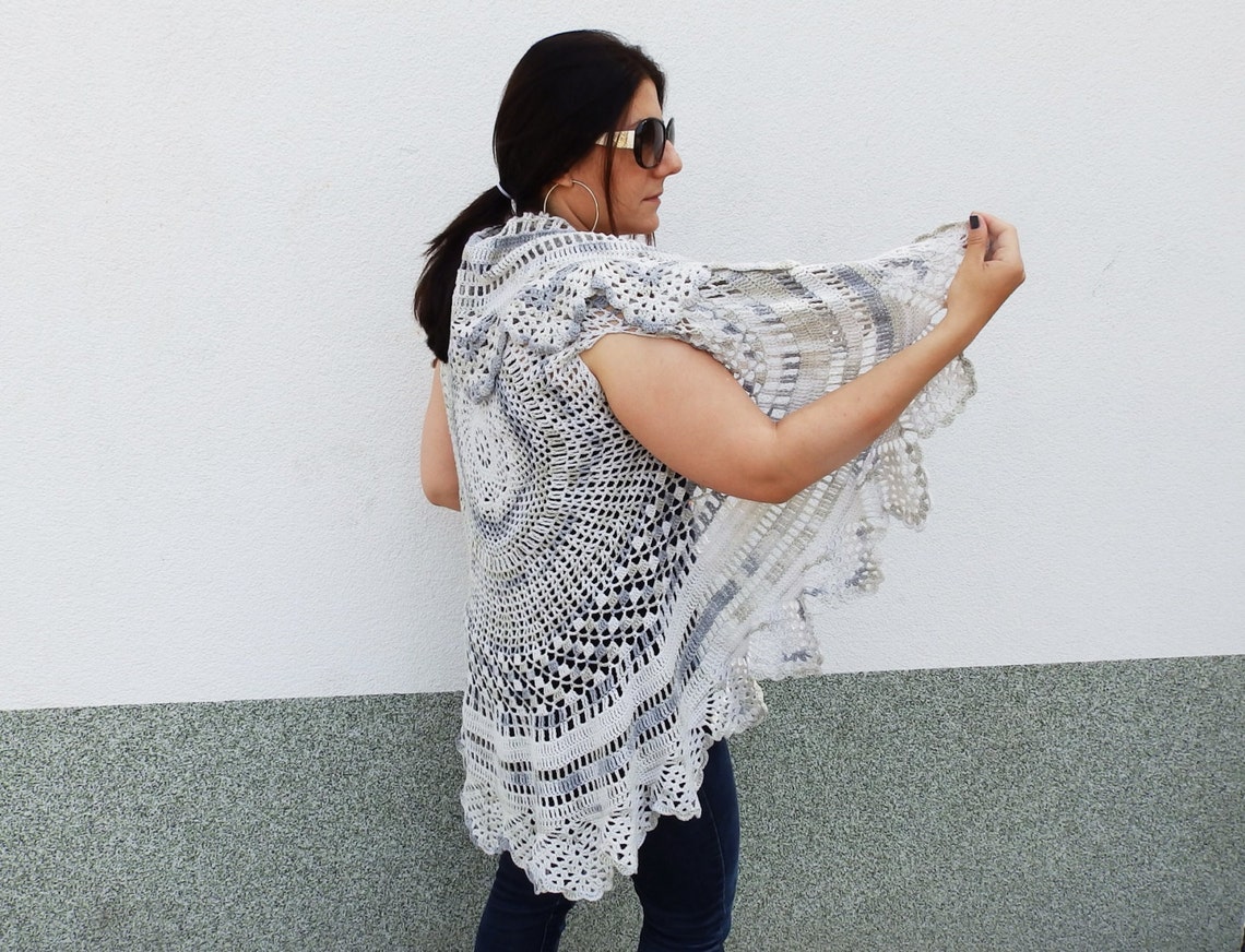 Fashion Lace Crochet Round Scarf Shawl Hand Knitted Mantle - Etsy