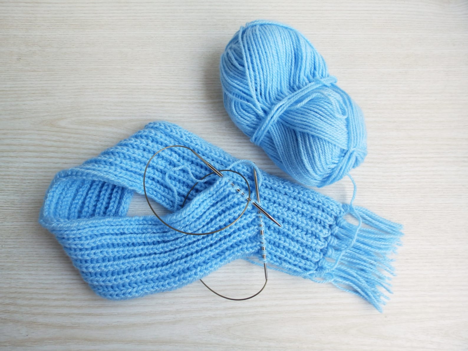 Blue Hand Knitted Soft Children Scarf With Fringes Handmade - Etsy