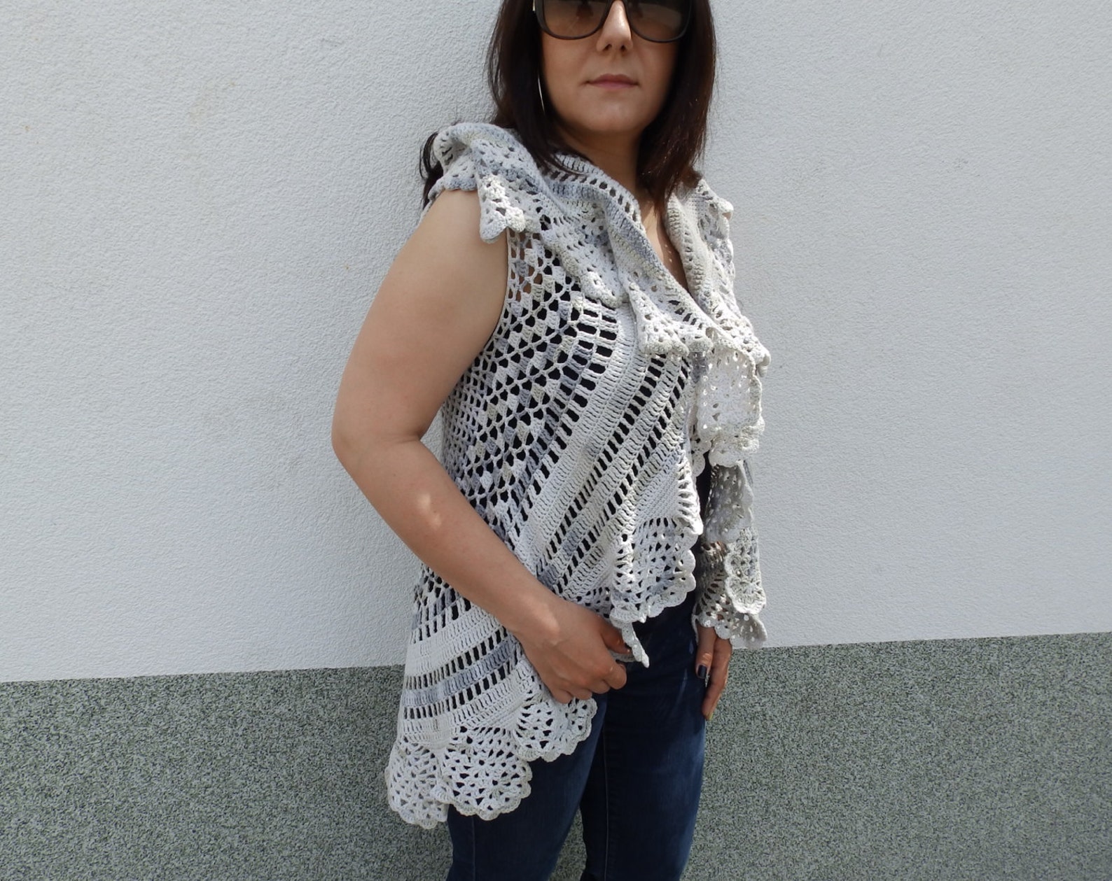 Fashion Lace Crochet Round Scarf Shawl Hand Knitted Mantle - Etsy