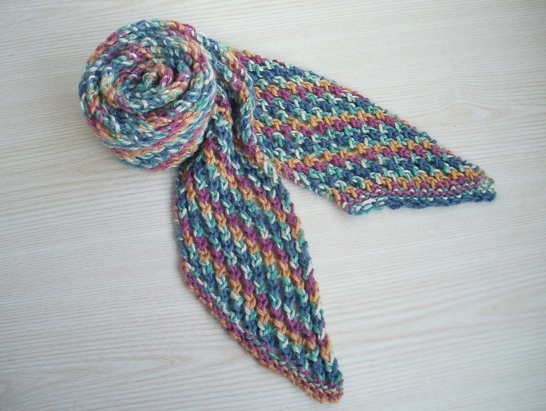 Wool Alpaca Hand Knit Scarf, Extra Long Melange Handmade Scarf - Etsy