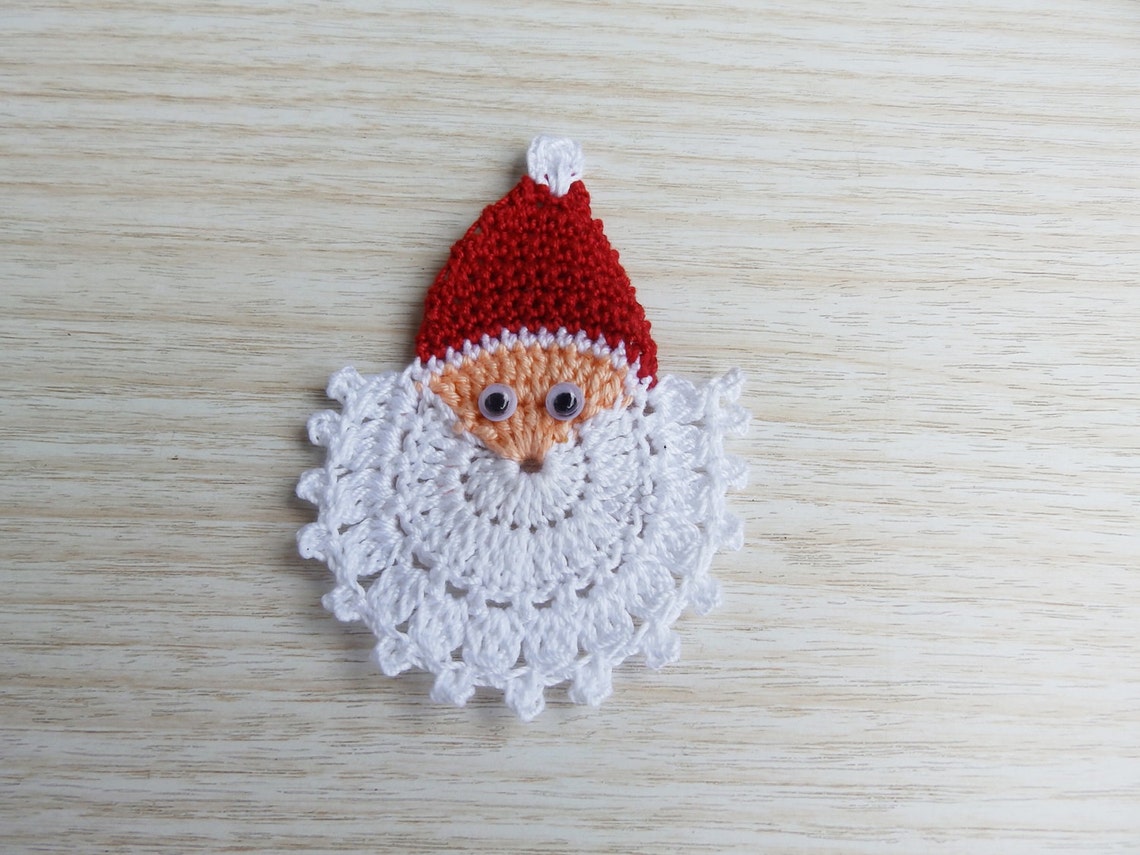 Crochet Santa Claus Face Crochet Christmas Ornament Set of 3 - Etsy ...