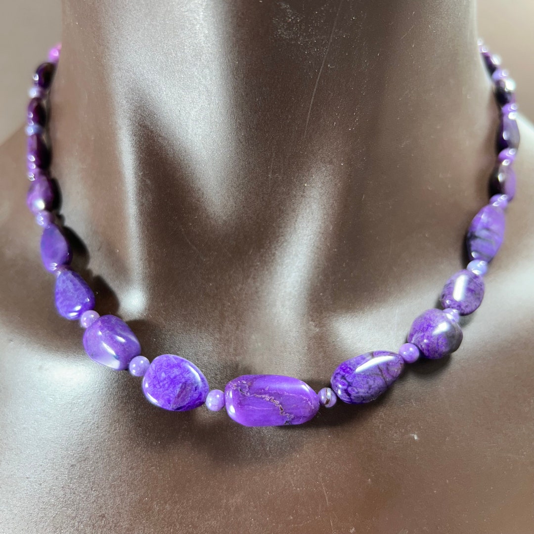 Gorgeous Natural Sugilite Necklace With Sterling Silver Findings - Etsy