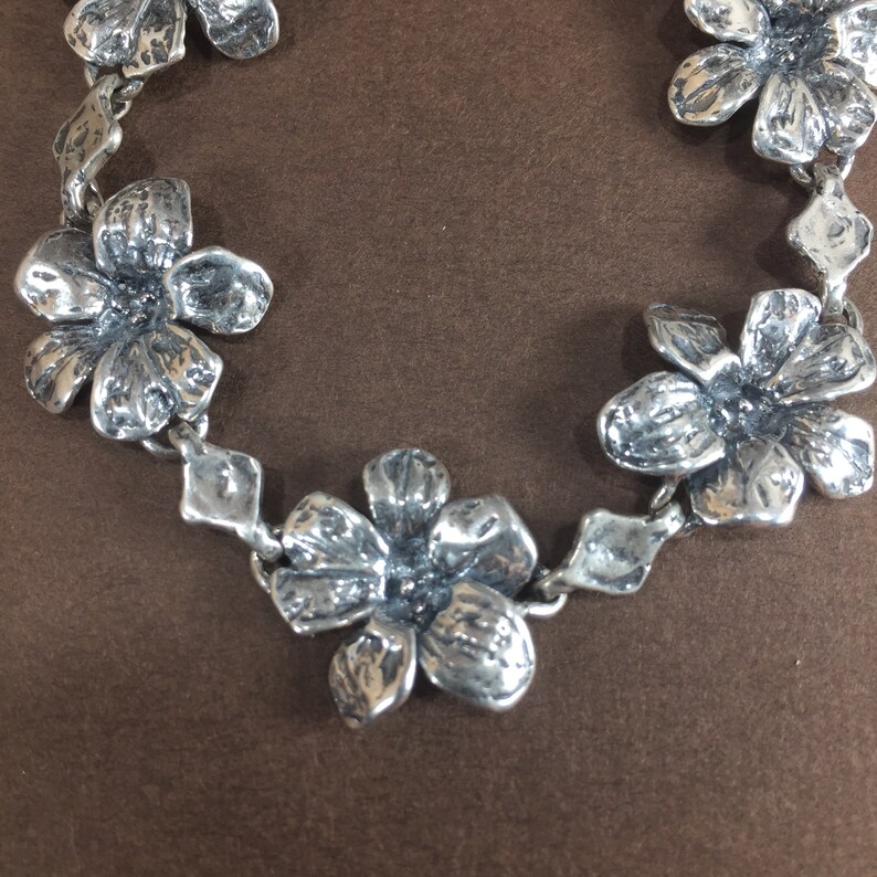 Sterling Silver Flower Bracelet/Gift for Her | Etsy