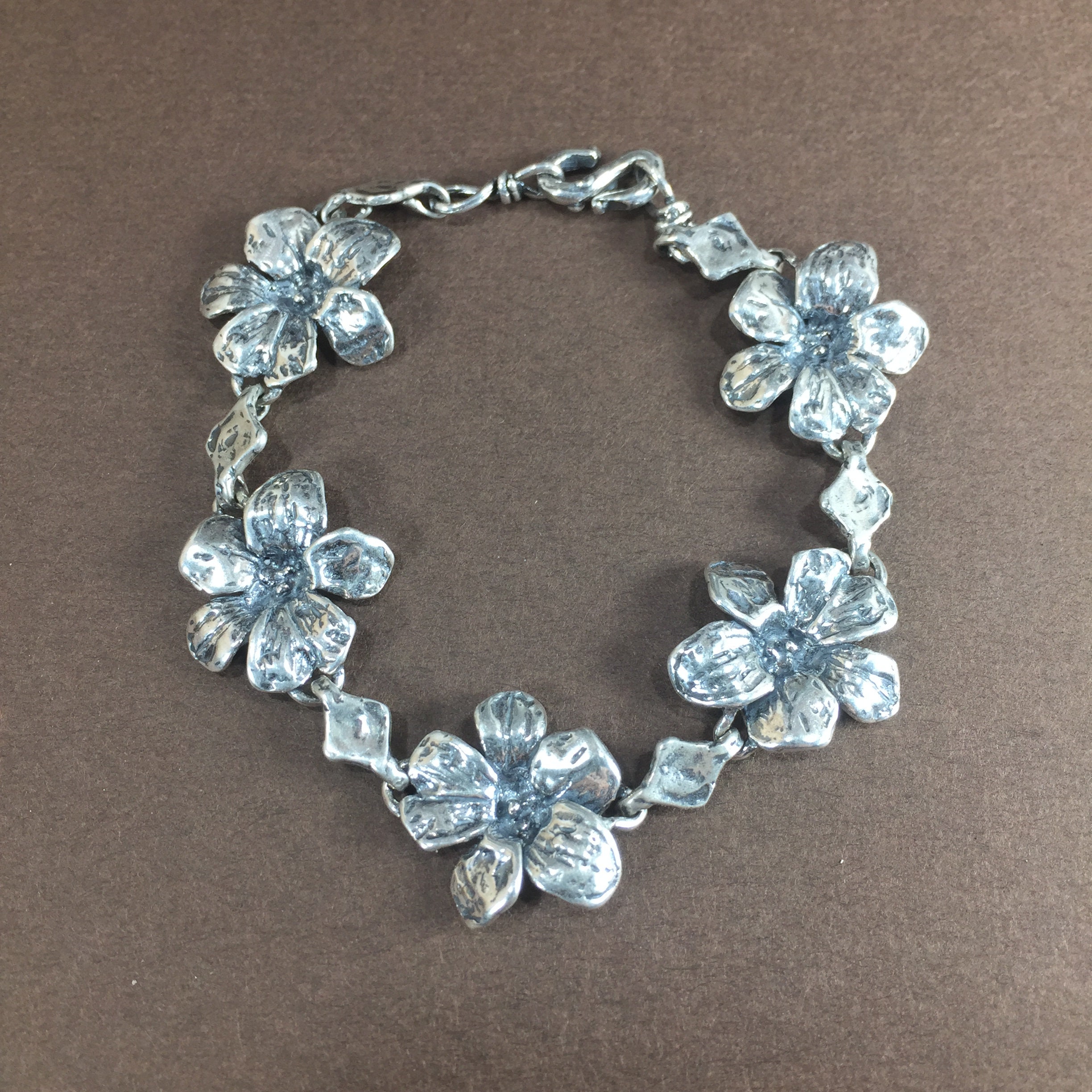 Sterling Silver Flower Bracelet/Gift for Her | Etsy