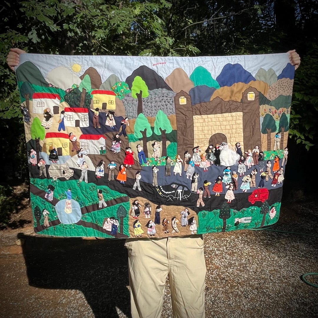 Peruvian Arpillera Handmade Wall Tapestry 3D Embroidery Wedding 55 X 36 ...