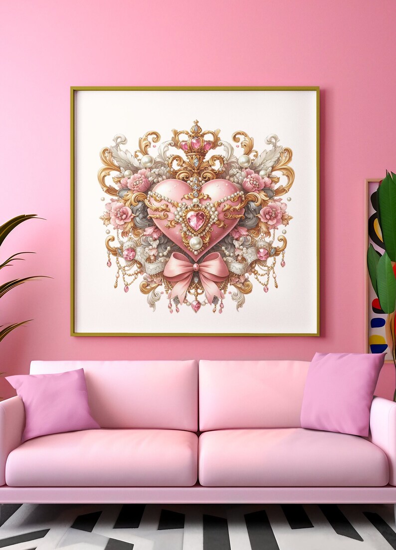 Rococo Baroque Heart Print,wall Decor, Ornate, Printable Artwork ...