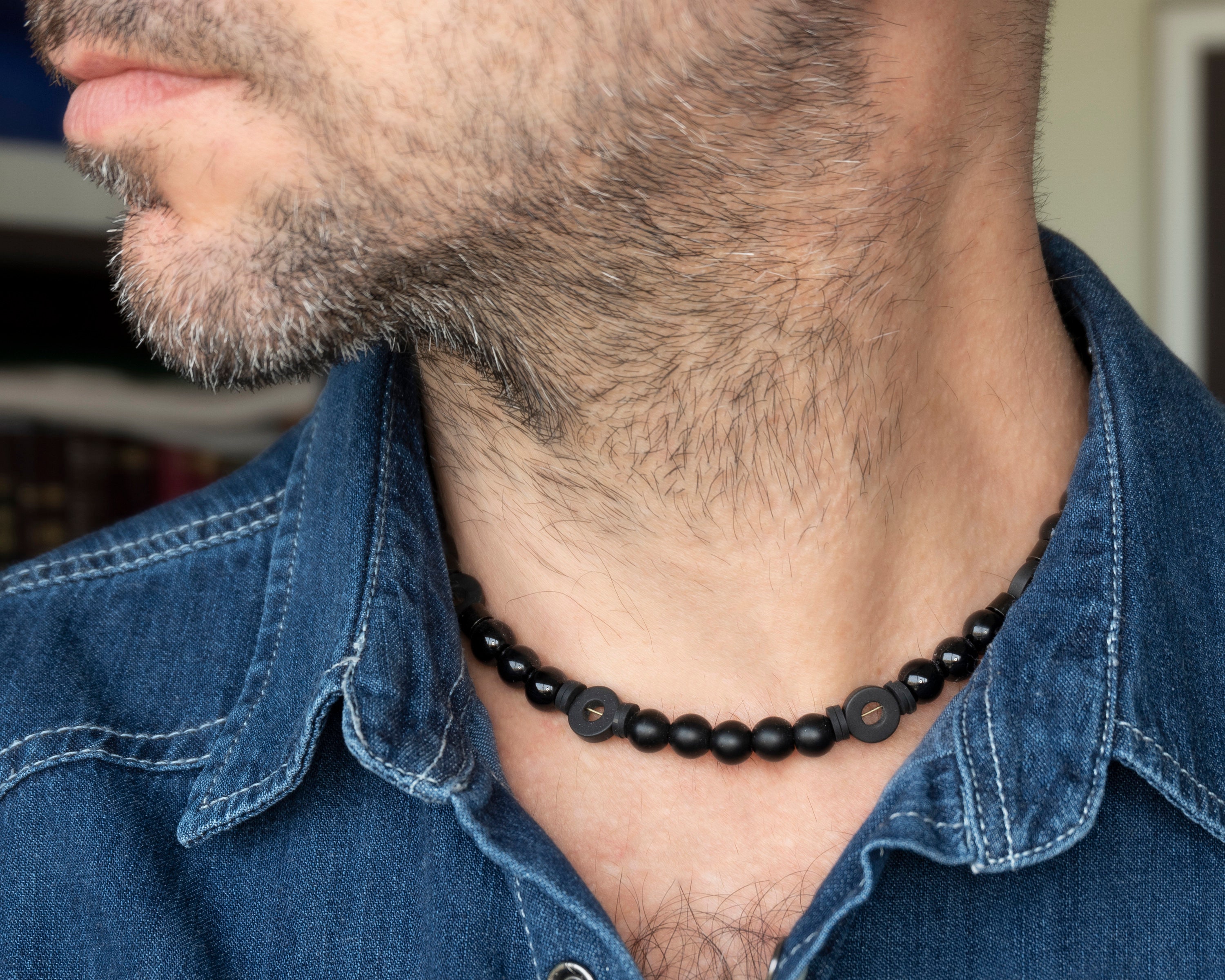 Men's Beaded Necklace Men's Necklace Men's | Etsy