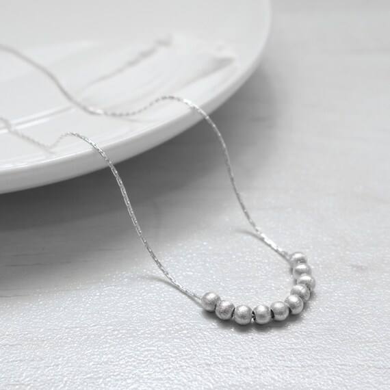 Silver Bead Necklace Simple Silver Necklace Minimal | Etsy