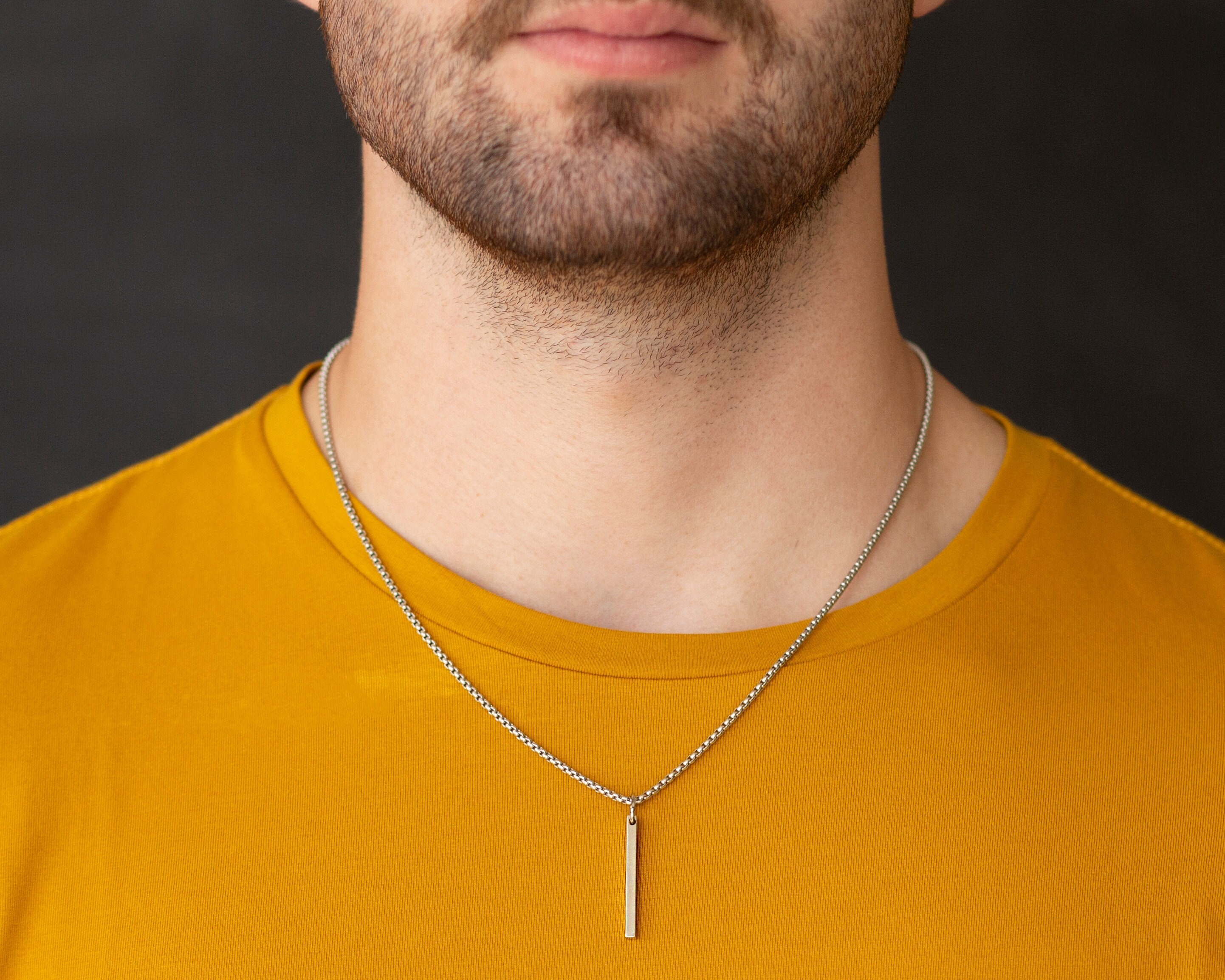 Bar Pendant Necklace, Pendant Necklace for Men, Chain Necklace for Men ...