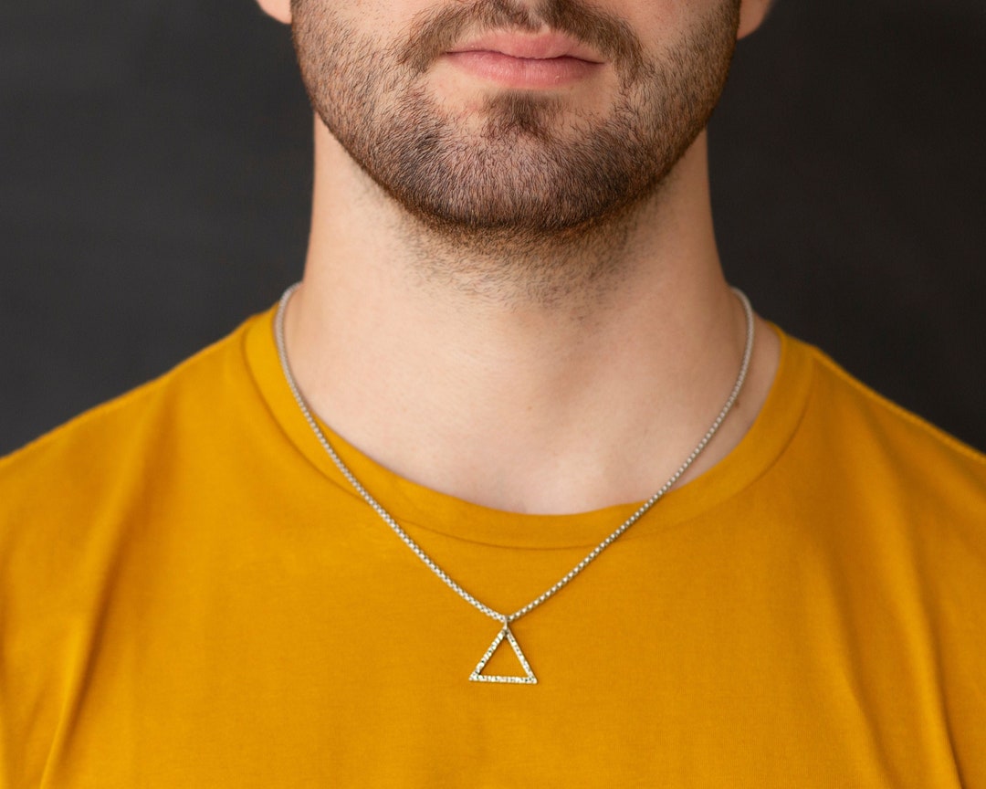 Men's Necklace - Men's Stainless Steel Necklace - Men's Triangle ...