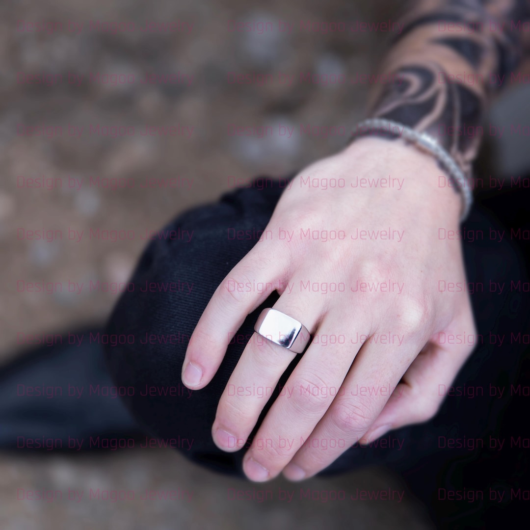 Men Silver Singet Ring, Men Durable Stainless Steel Ring, Classic ...
