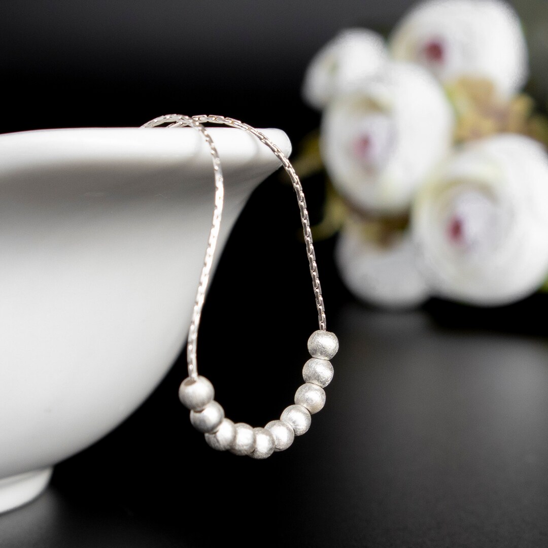 Silver Bead Necklace, Simple Silver Necklace, Minimal Necklace ...
