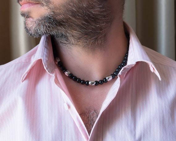 Mens Necklace Mens Beaded Necklace Mens Etsy