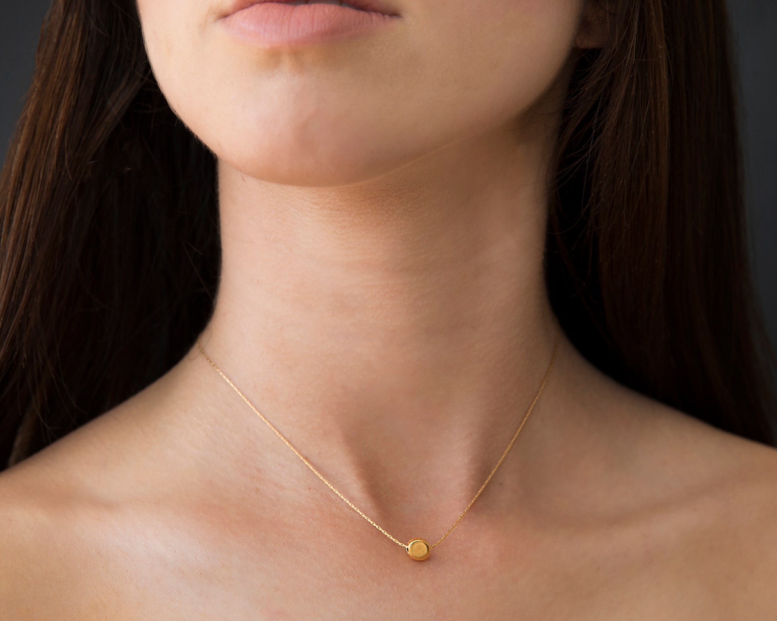 Gold Bead Necklace Simple Circle Necklace Delicate Necklace - Etsy