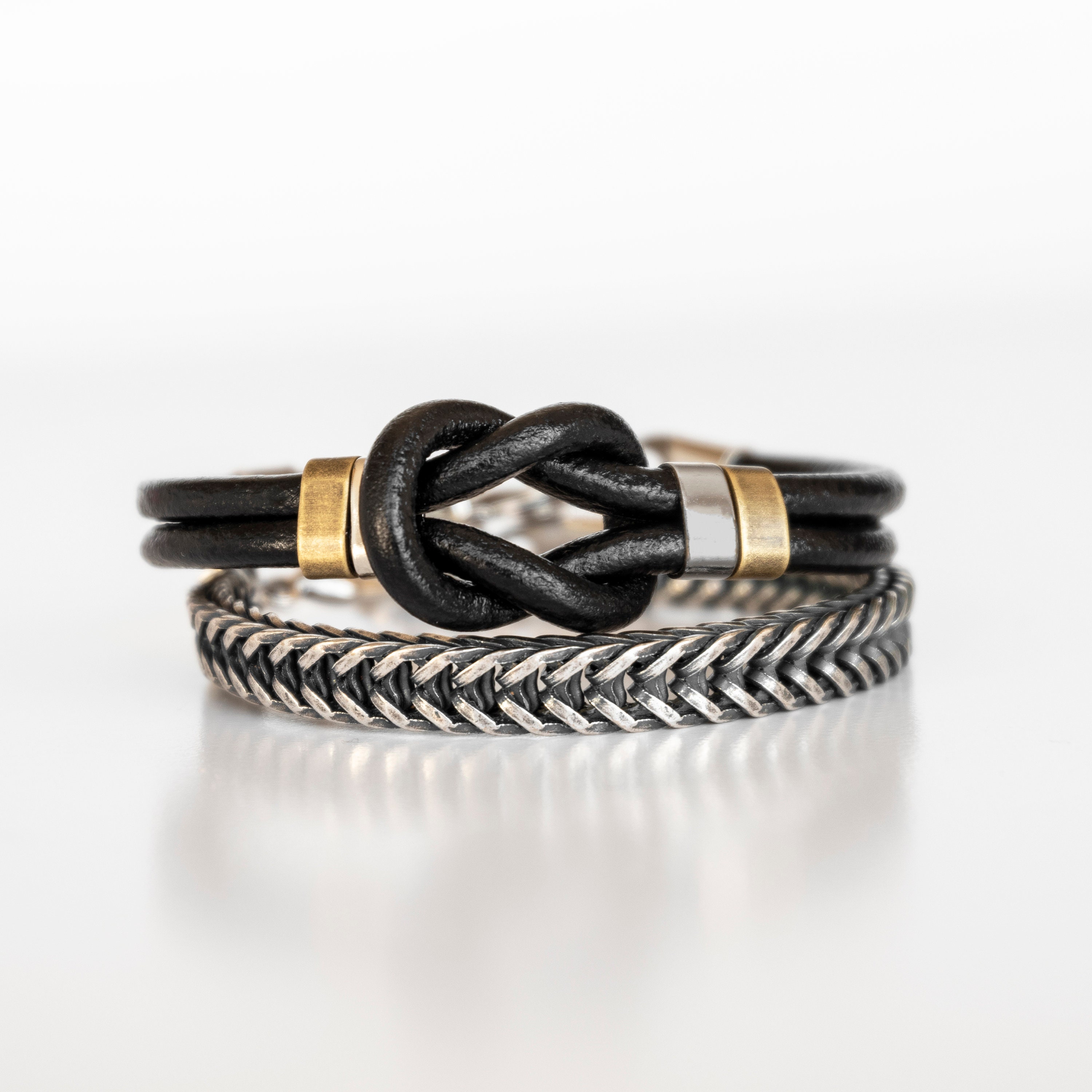 Mens Bracelet Set, Set of 2 Bracelets for Men, Mens Leather Bracelet ...