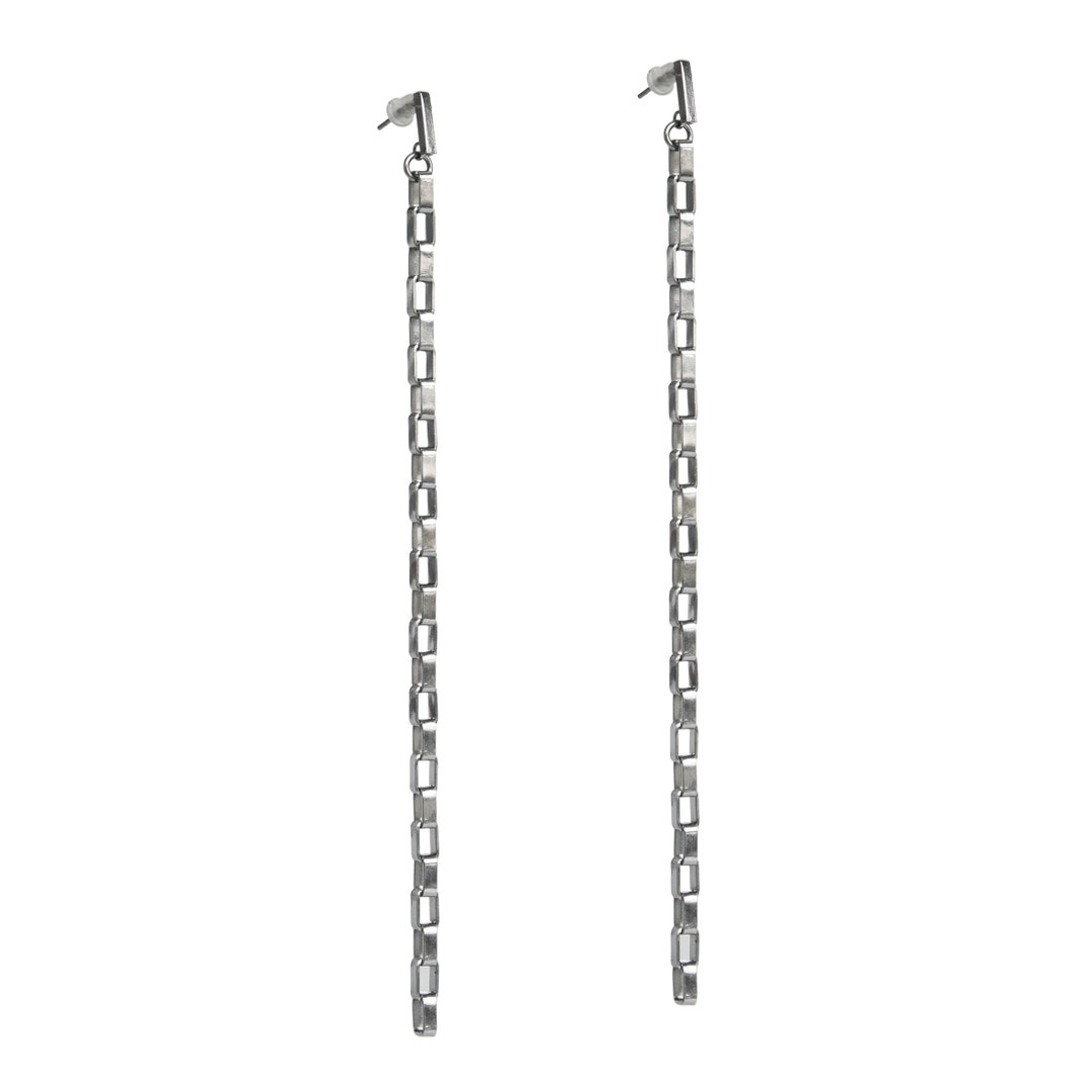 Extra Long Silver Earrings, Silver Chain Earrings, Dangling Earrings ...