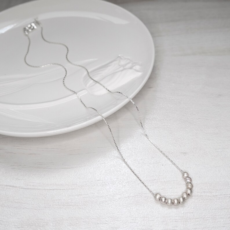 Silver Bead Necklace Simple Silver Necklace Minimal | Etsy