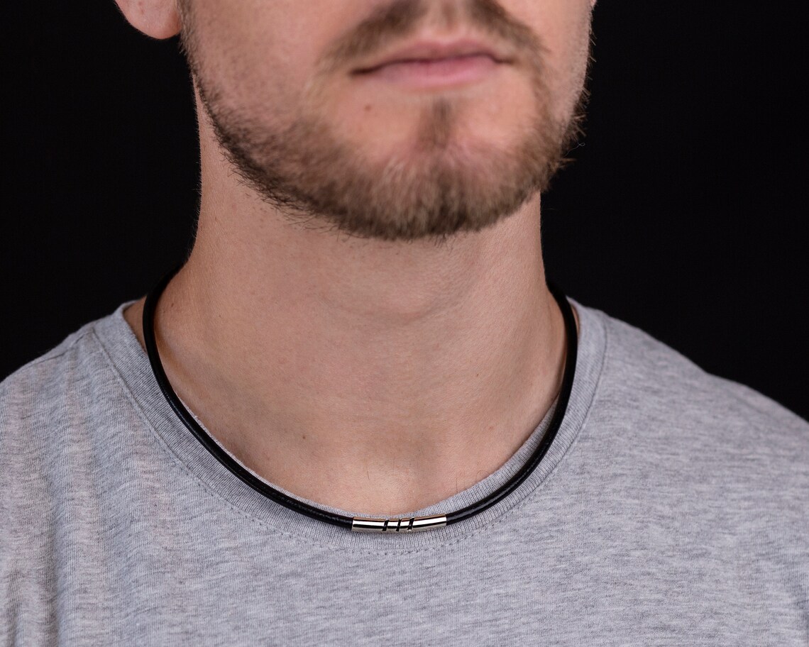 Men's Leather Choker Men's Leather Necklace Black - Etsy
