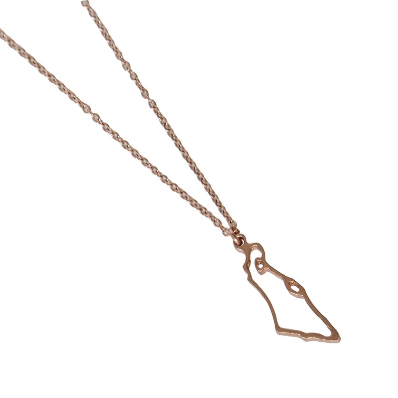 Rose Gold Map of Israel Necklace, Israel Map Necklace, Israel Shaped ...