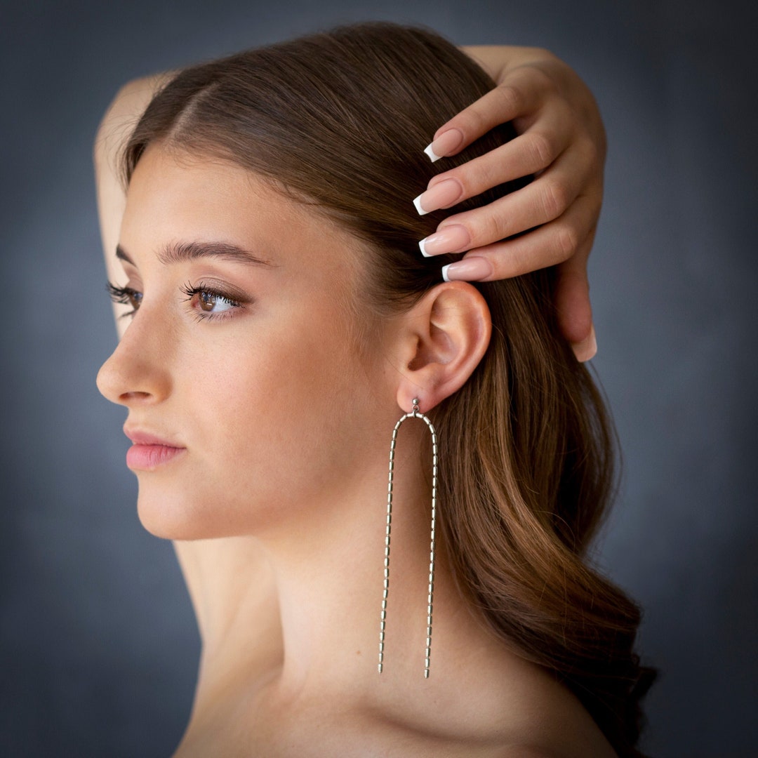 Extra Long Earrings, Silver Chain Earrings, Dangling Earrings ...