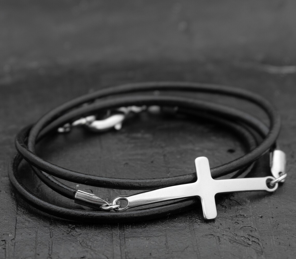 Men's Cross Bracelet Men's Religious Bracelet - Etsy