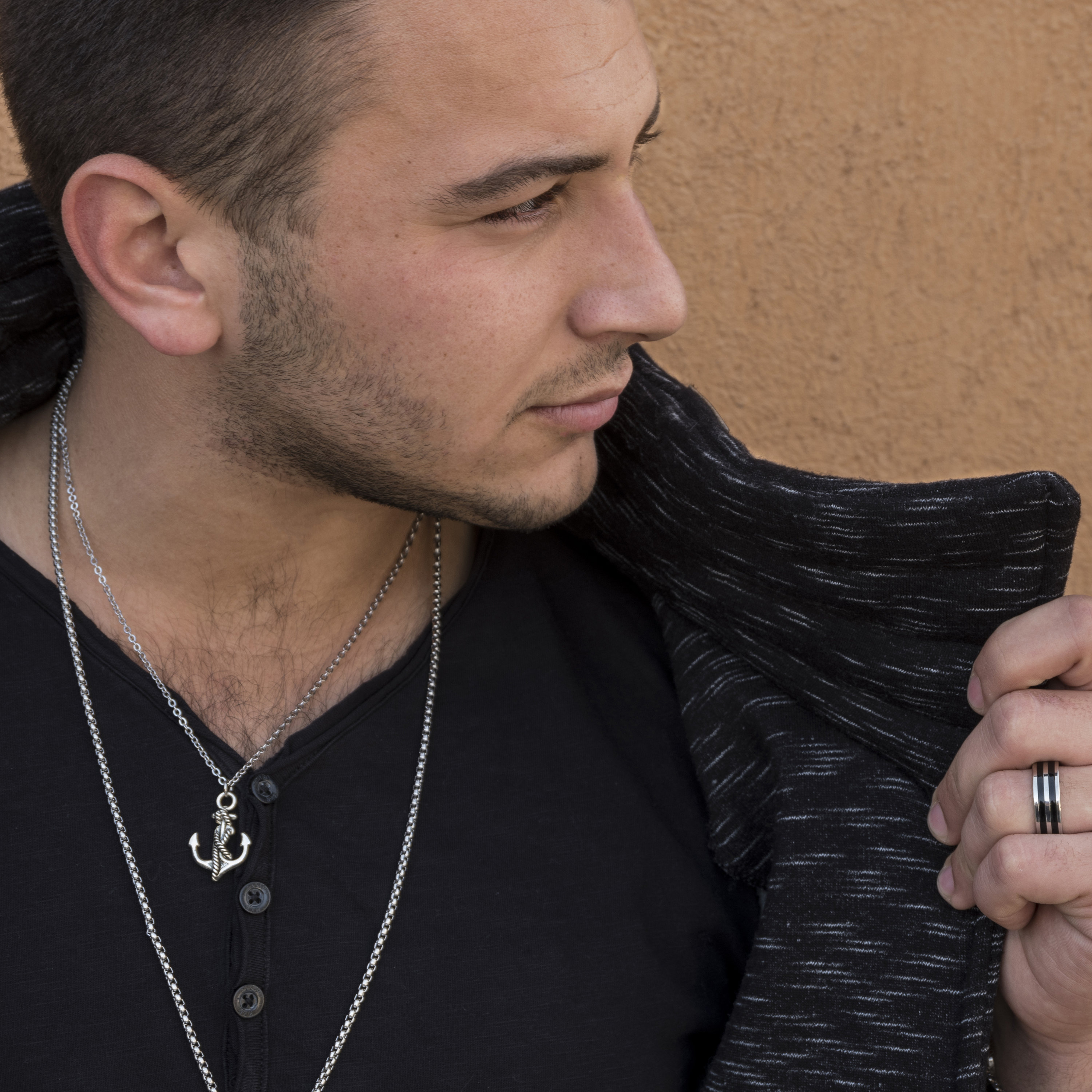Men Necklace - Men Stainless Steel Necklace - Men Anchor Necklace - Men ...