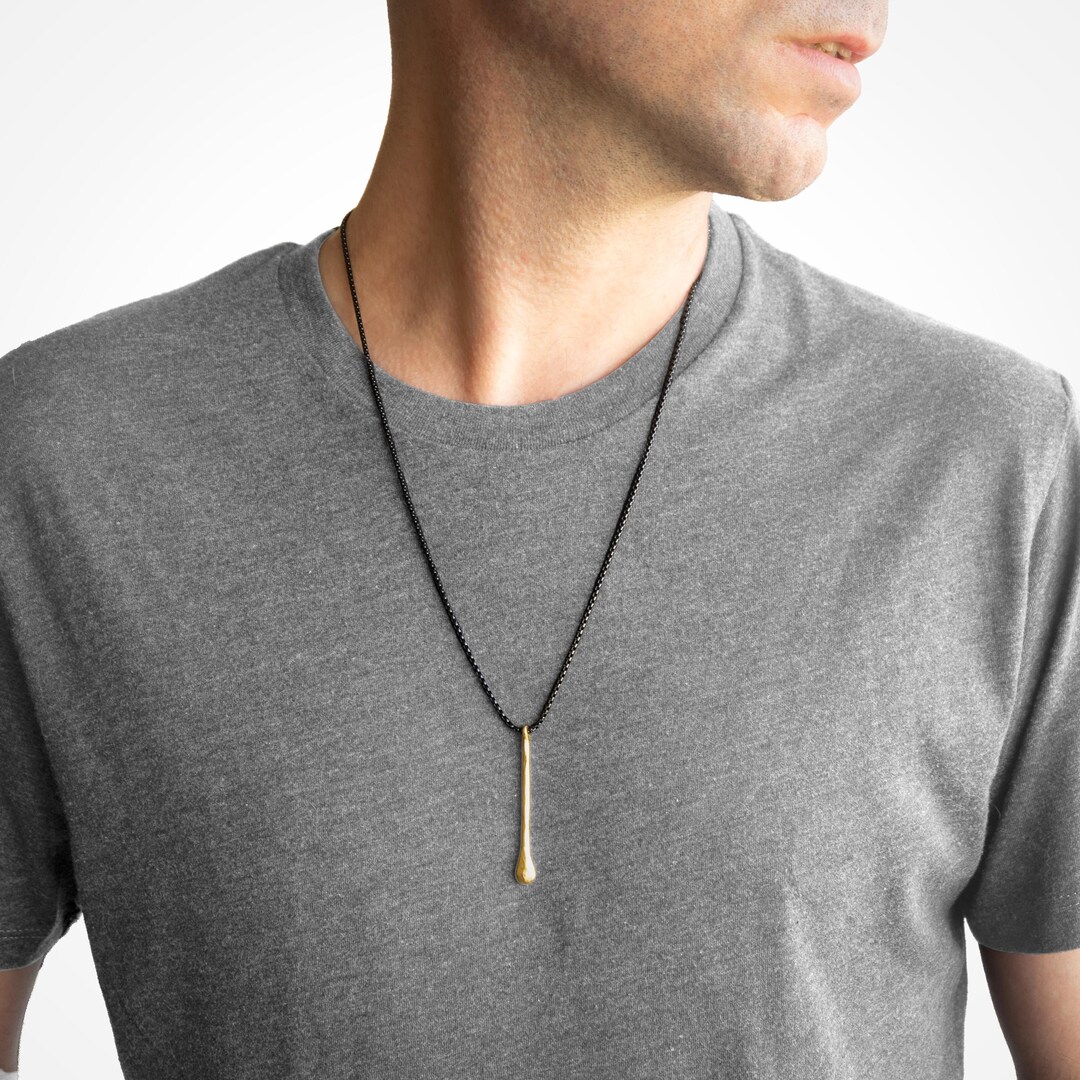 Mens Long Chain Necklace, Gold Pendant Necklace for Men, Durable ...