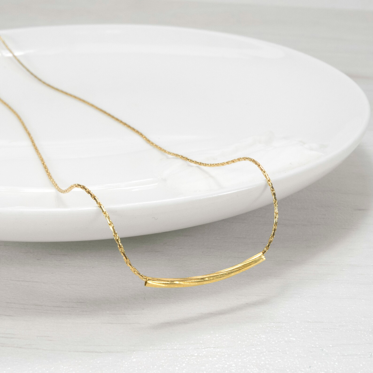 Gold Tube Necklace Gold Filled Necklace Delicate Necklace - Etsy