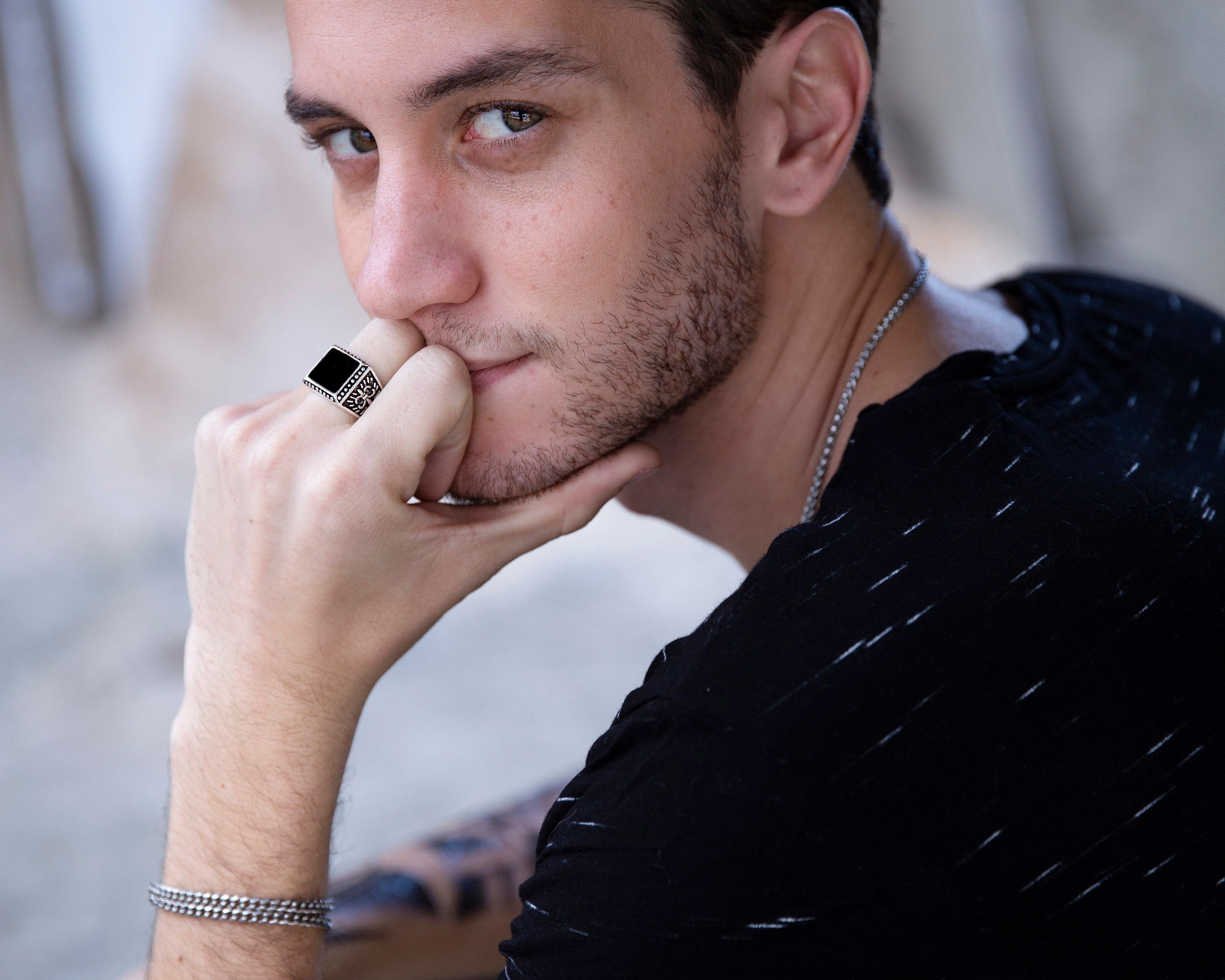 Men's Stacking Ring Men's Ring Men's Silver - Etsy Israel