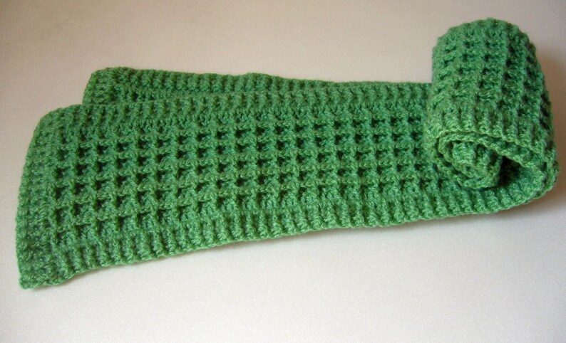 Crochet Pattern Waffle Stitch Scarf With Ribbed Border - Etsy