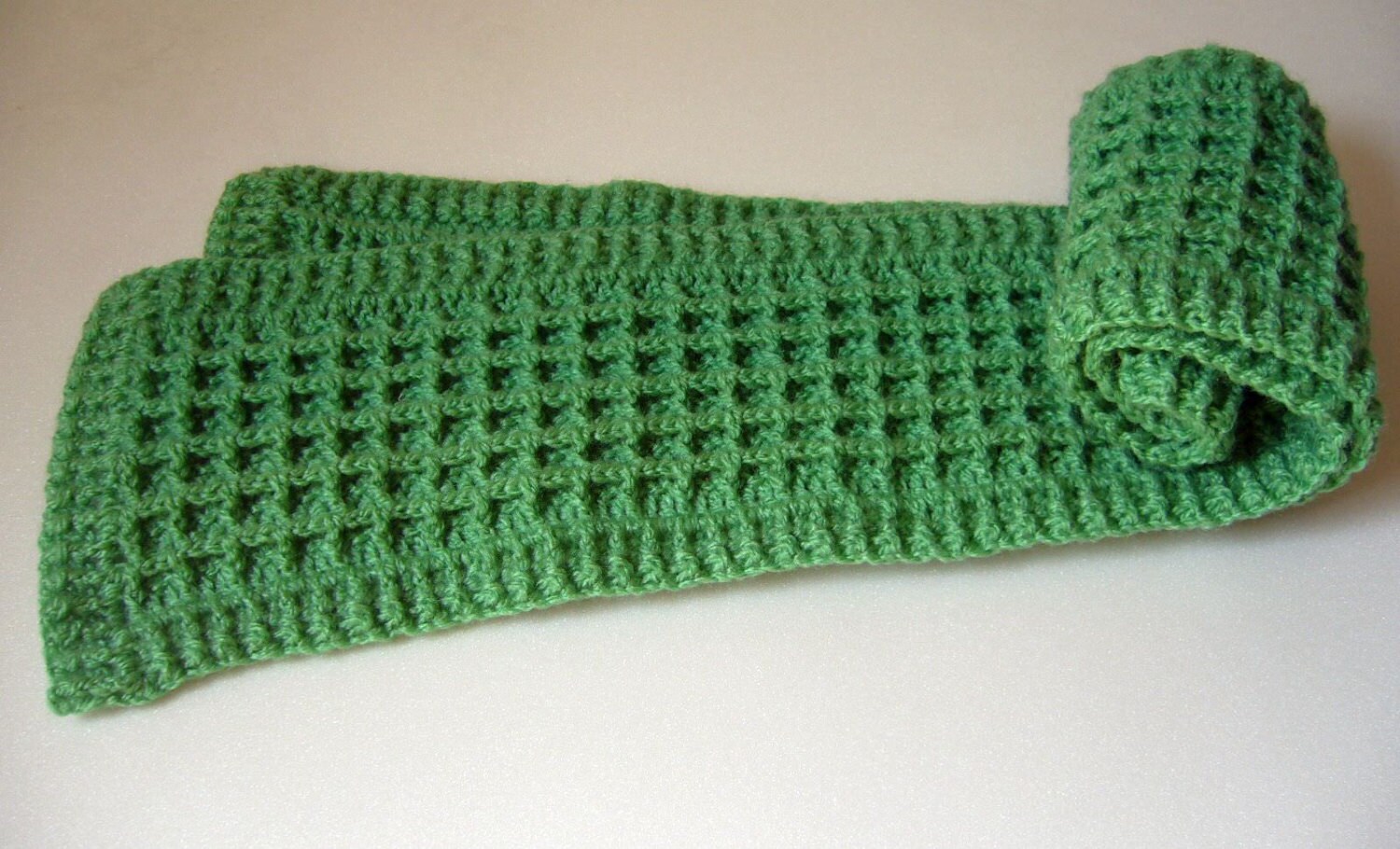 Crochet Pattern Waffle Stitch Scarf With Ribbed Border - Etsy