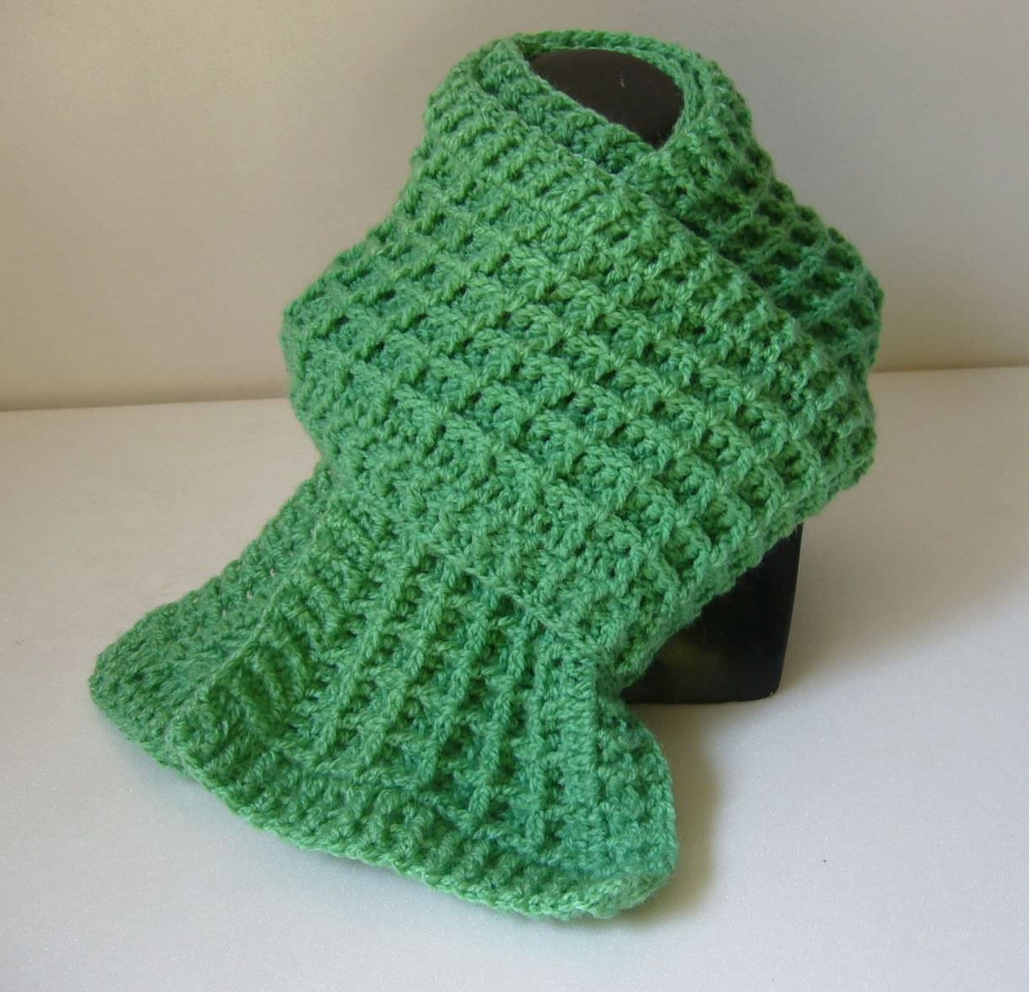 Crochet Pattern Waffle Stitch Scarf With Ribbed Border - Etsy