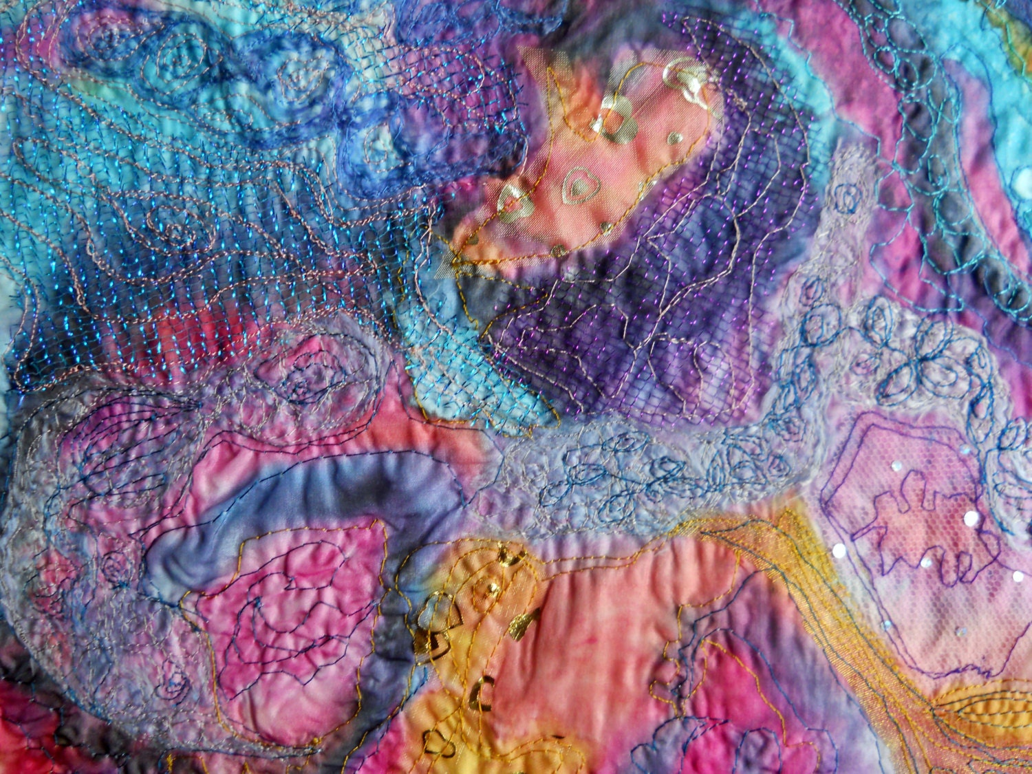 Silk Painting Handmade Abstract Wall Art Textile Art Fibre Art Pink ...