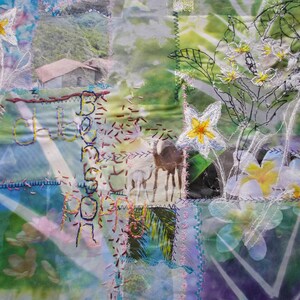 Mixed Media Collage Handmade Embroidery Themed Fibre Art - Memory Art ...