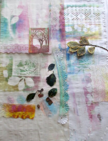Mixed Media Collage Handmade Embroidery Themed Fibre Art Abstract ...