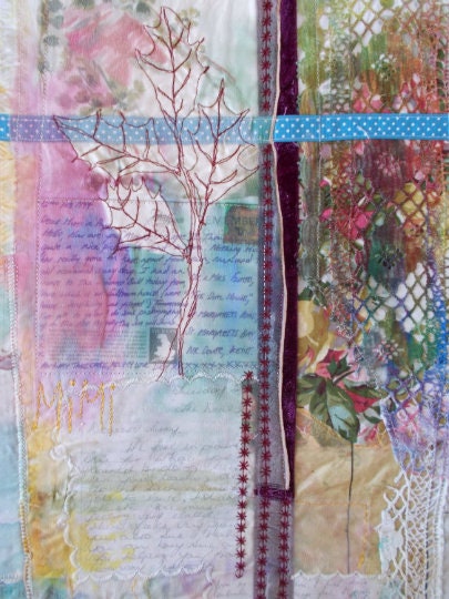 Mixed Media Collage Handmade Embroidery Themed Fibre Art Abstract ...