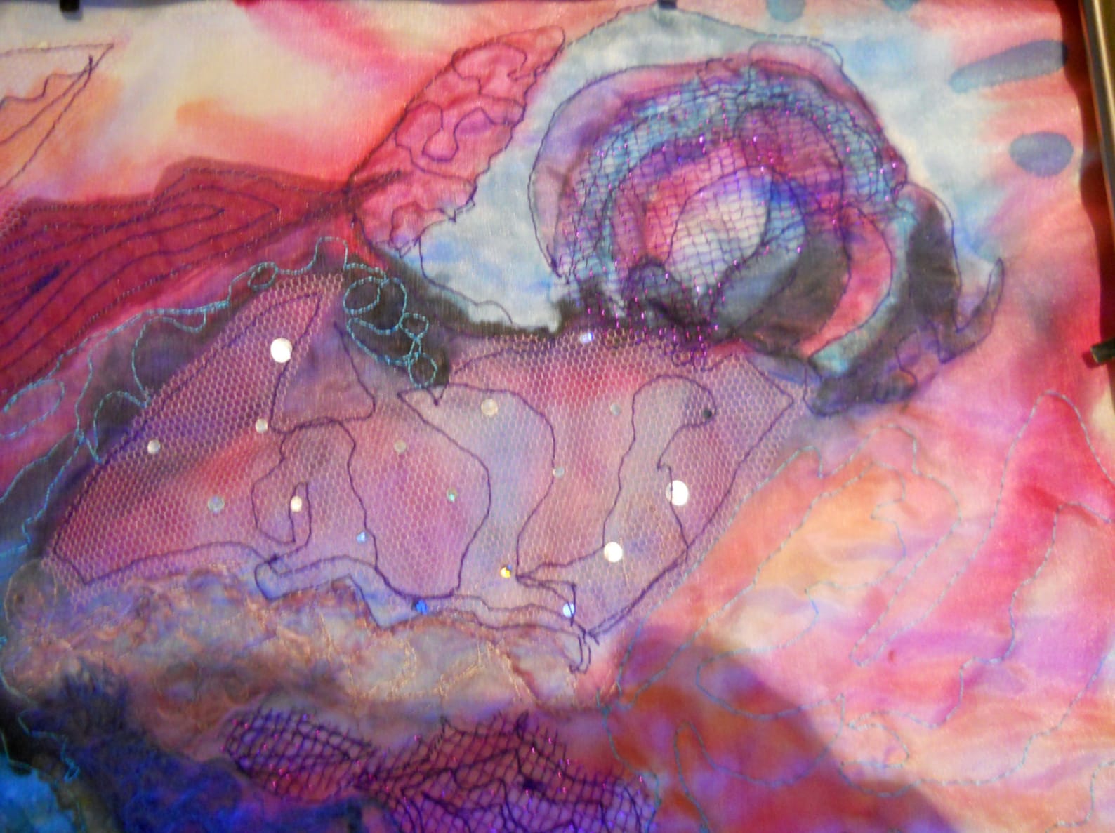 Silk Painting Handmade Abstract Wall Art Textile Art Fibre Art Pink ...