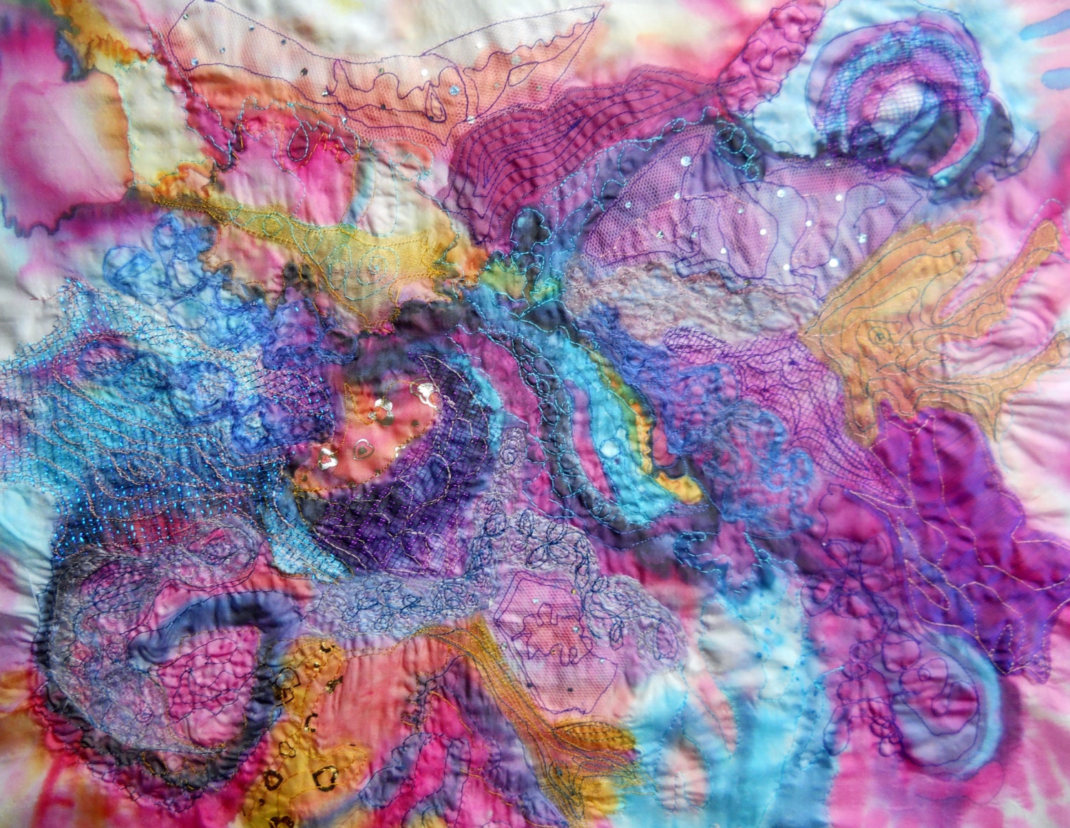 Silk Painting Handmade Abstract Wall Art Textile Art Fibre Art Pink ...