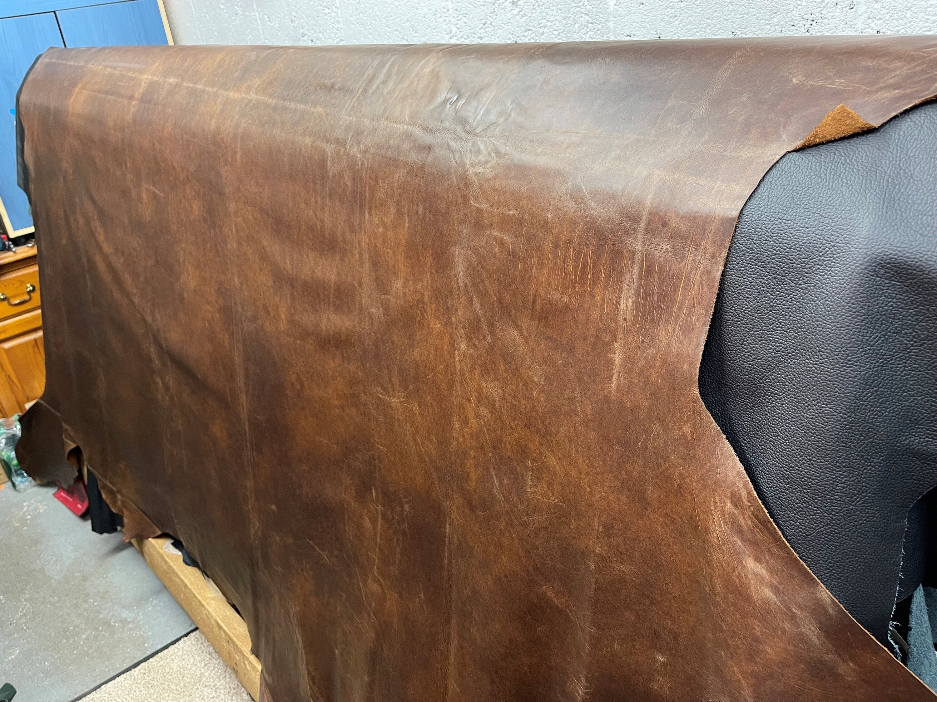 Italian Full Whole Leather Hide Colour Tobacco Cracked Wax Distressed ...