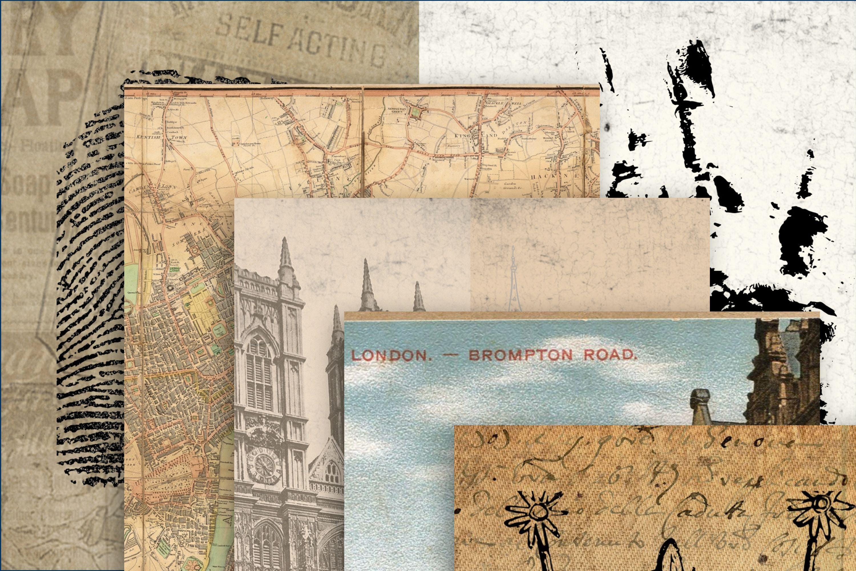 Vintage London Backgrounds, Digital Paper, 11x8.5 Inches, 39 Pages ...