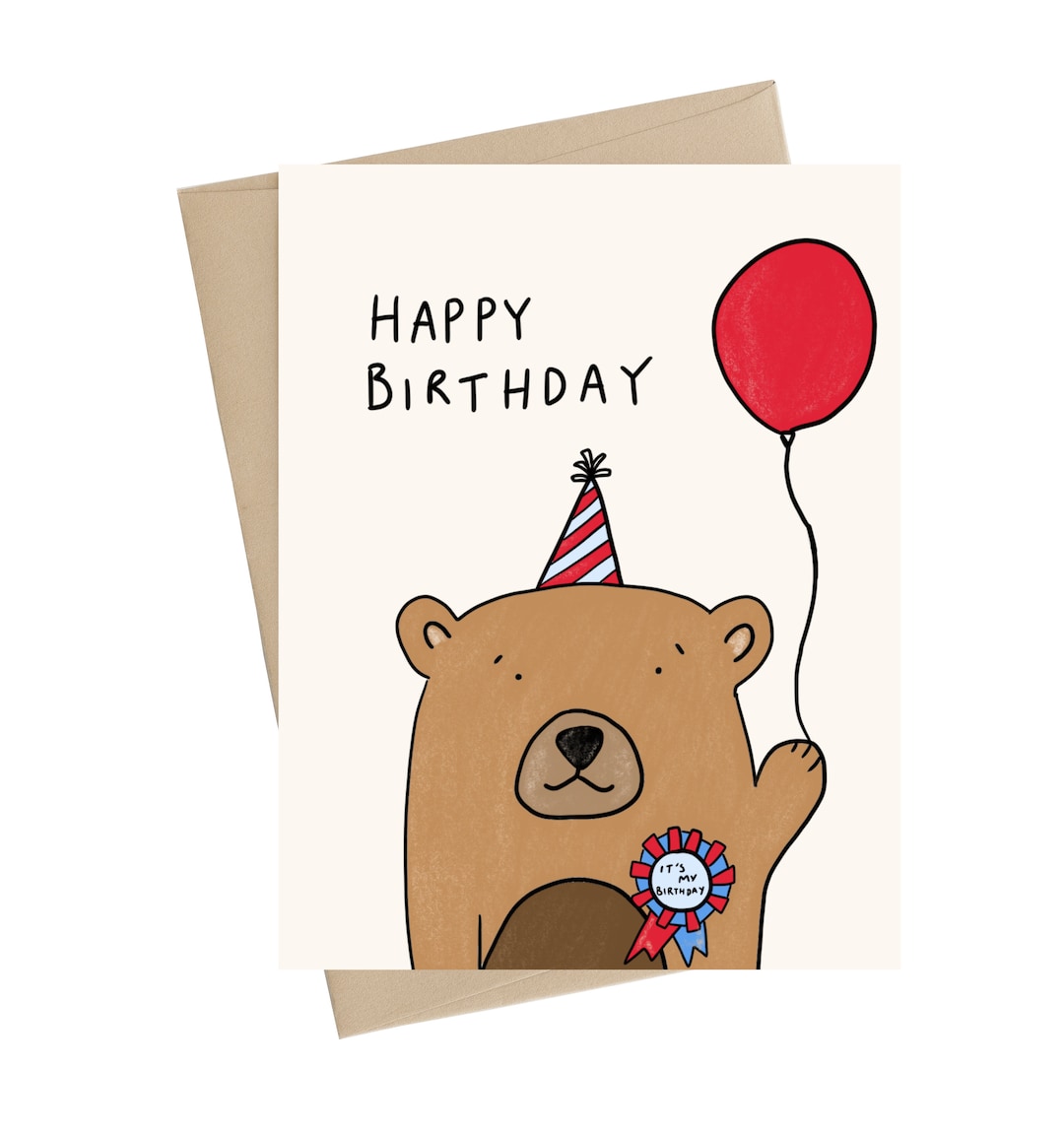 Birthday Bear Card //floral Happy Birthday // Beautiful Birthday Card ...