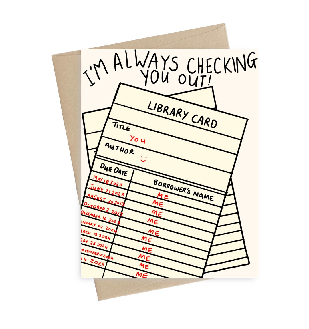 Book Lover Valentine Card //always Checking You Out // Valentines Card ...