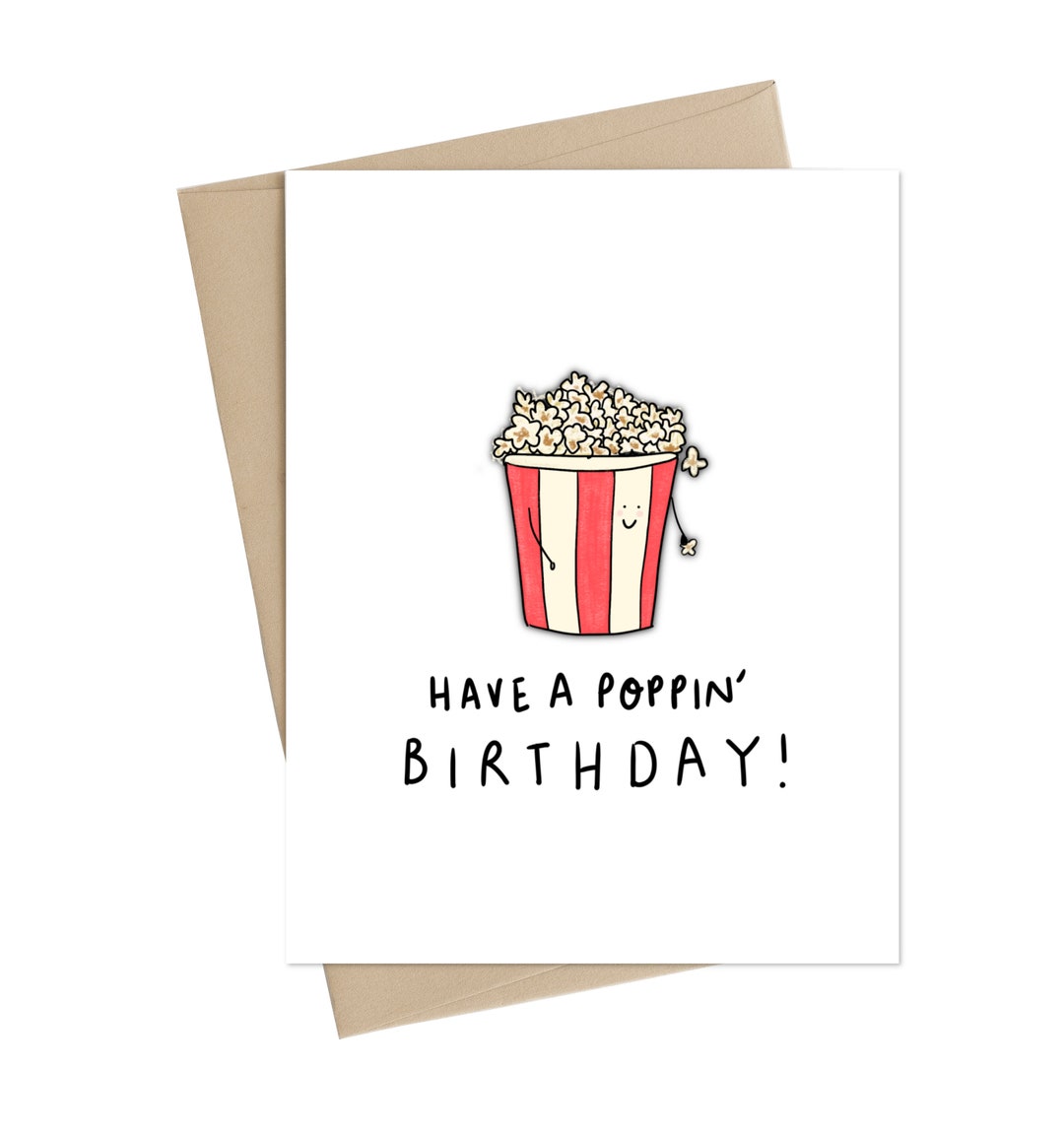 Popcorn Birthday Card // Have a Poppin' Birthday - Etsy
