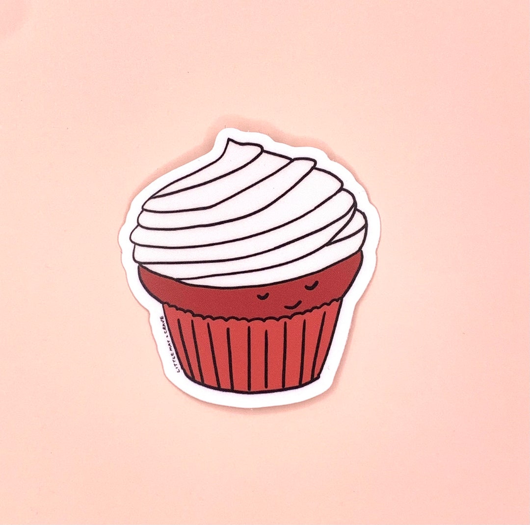 Red Velvet Cupcake Vinyl Sticker // Cute Sticker // Cupcake Sticker - Etsy