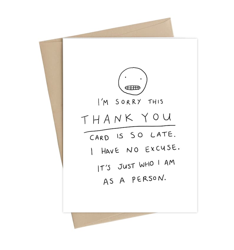Sorry for the Late Card // Funny Thank You Card // Thank You | Etsy